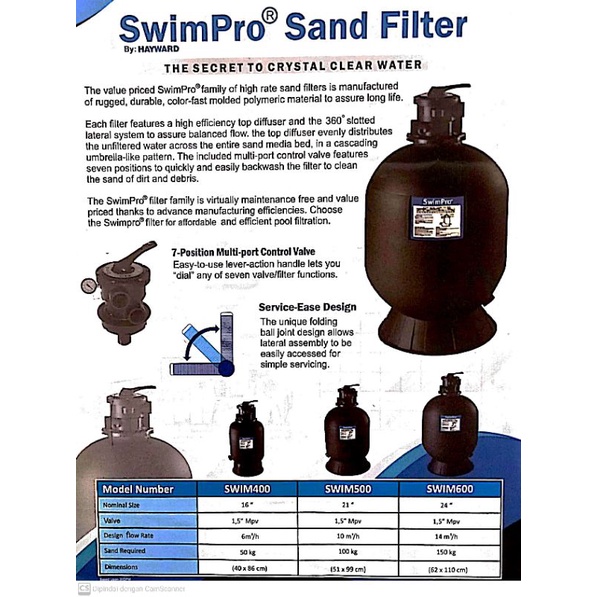 Jual SWIMPRO II SAND FILTER- SWIM600 24" - Original FILTER KOLAM RENANG ...