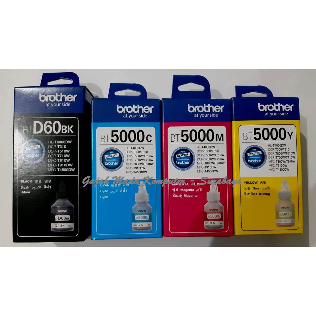 Jual Tinta Brother Original BT D60 5000 set Bk CMY untuk DCP T310 510W ...