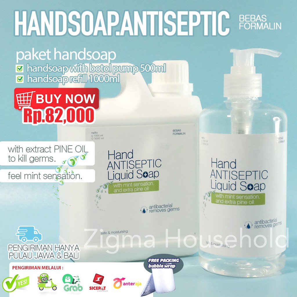 Jual SABUN CUCI TANGAN ANTISEPTIK PAKET BOTOL PUMP 500ml DAN REFILL 1 ...