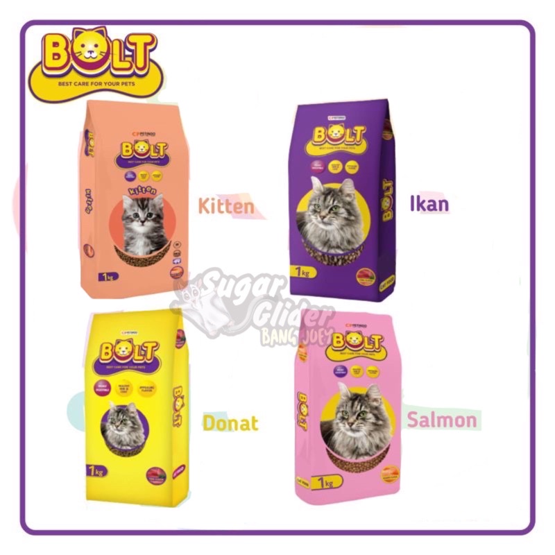 Jual BOLT makanan kucing kering adult kitten CAT FOOD TUNA SALMON 1kg ...