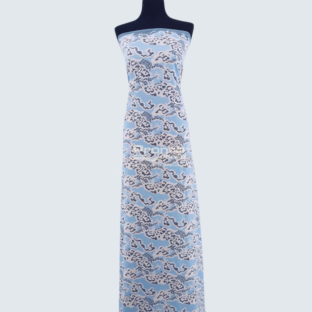 Jual Brukat Brokat Katun Stretch Ice Blue Floral Broken White (Alta ...
