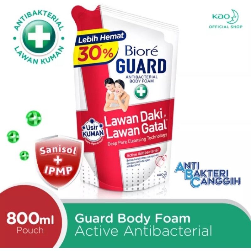 Jual Biore Guard Body Foam Active Antibacterial Sabun Mandi Cair 800ml | Shopee Indonesia