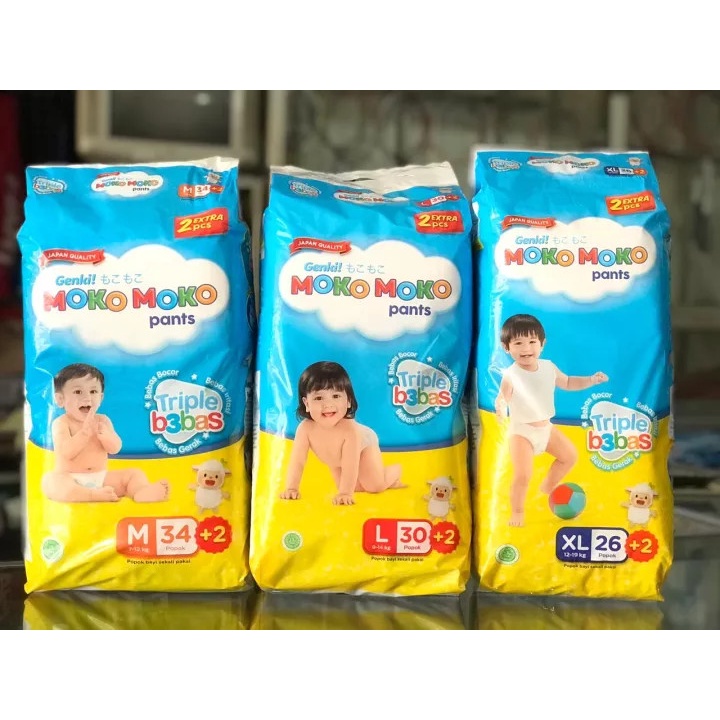 Jual MOKOMOKO Diapers Pants Bag M34, L30, XL26 | Shopee Indonesia