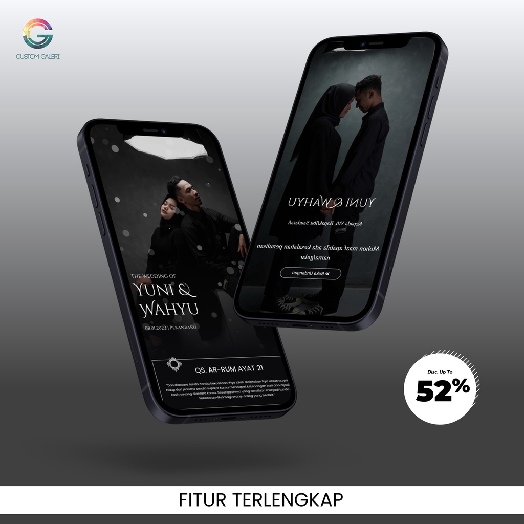 Jual Undangan Digital Website Full Photos Black White | Shopee Indonesia