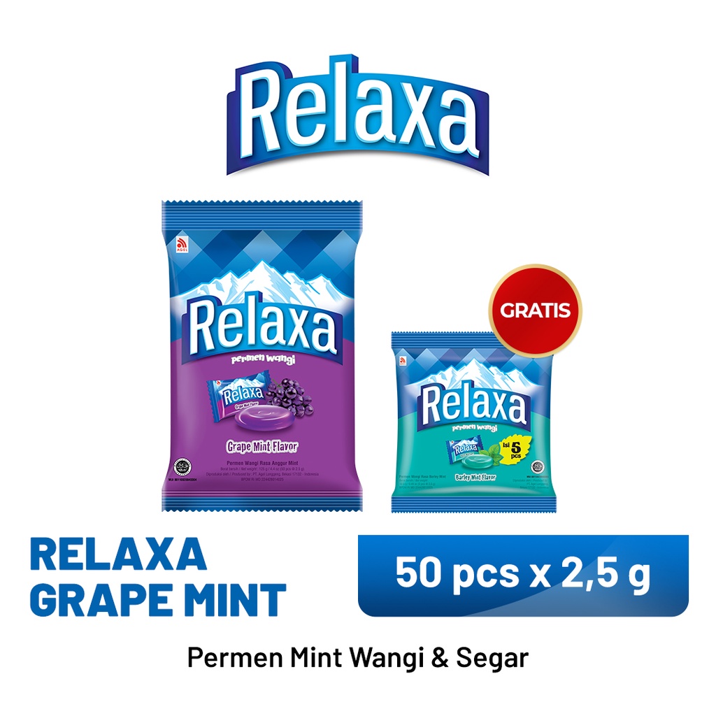 Jual [Buy 1 Get 1 Free] Relaxa Grape Mint Free Relaxa Barley Sachet 12. ...