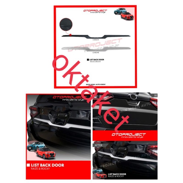 Jual list pintu belakang Raize Rocky chrome carbon otoproject List back ...