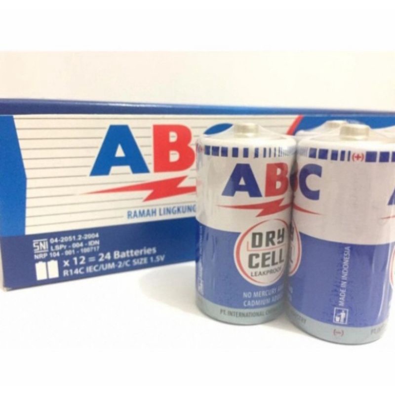 Jual Battery Tanggung ABC Biru 1,5V Size R14 (Isi 2 Pcs) | Shopee Indonesia