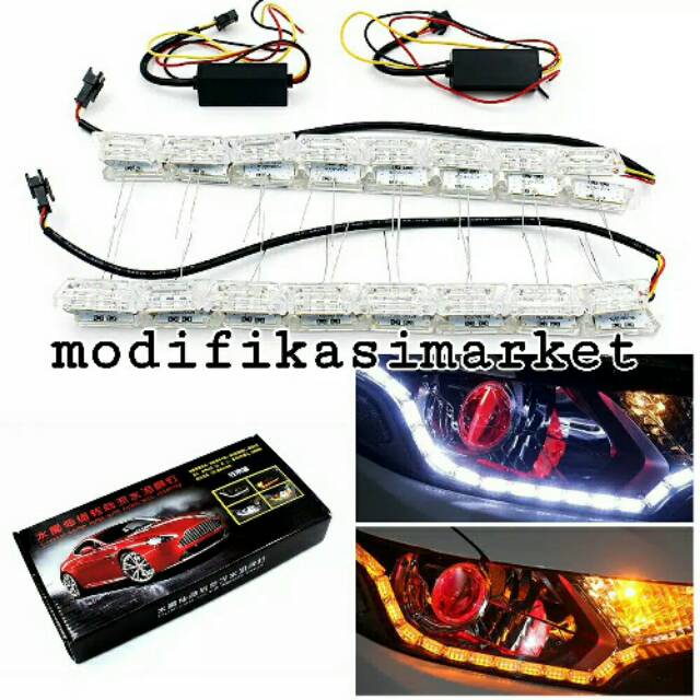 Jual LAMPU LED DRL CRYSTAL SIGN SEN 2 MODE PUTIH KUNING METEOR CRYSTAL LED | Shopee Indonesia