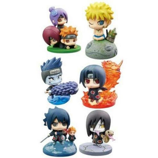 Jual FIGURE SET 6 NARUTO PETIT CHIBI TOPPER KUE ULTAH SASUKE KAKASHI ...