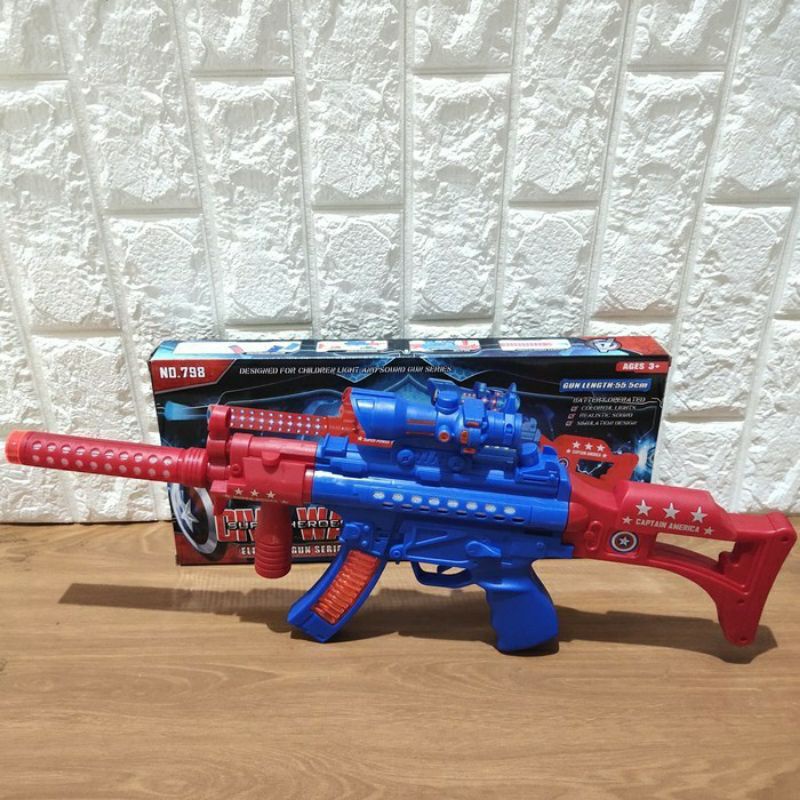 Jual Mainan Senapan pistol kapten amerika laser dan bunyi Murah ...