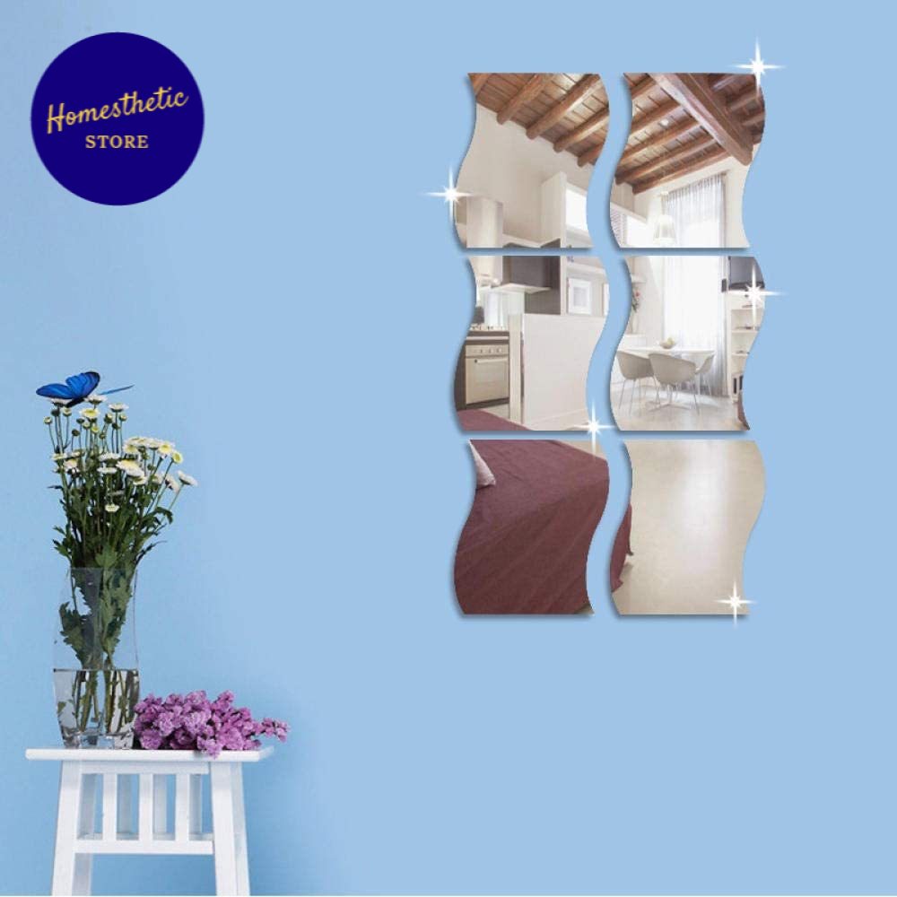 Jual Stiker Dekorasi Dinding Cermin Kaca Tempel Wave Mirror Acrylic 6 ...