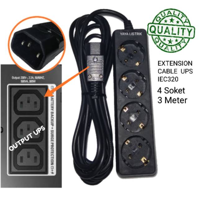 Jual Extension Cable UPS 4 soket 3 meter | Shopee Indonesia