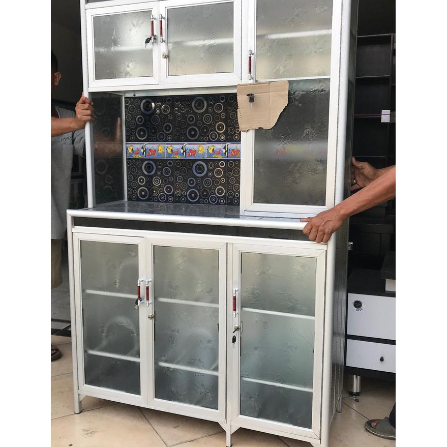 Jual Rak Piring Pintu 3 Tiang Holo Super Full Keramik Alumunium Mak ...