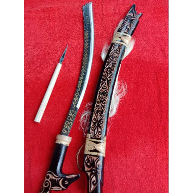 Jual Mandau khas dayak motif jimpul .bahan baja hitam . | Shopee Indonesia