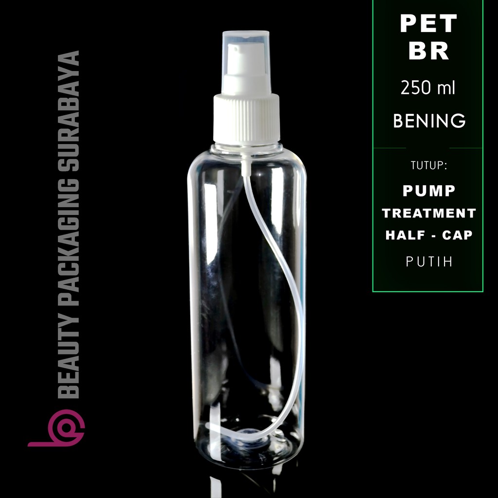 Jual Botol Plastik PET 250ml BR Bening Tutup Pump Treatment HC Putih | Shopee Indonesia