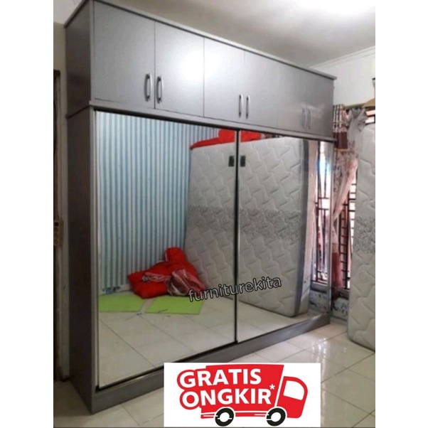 Jual Lemari full cermin sliding jumbo full plaffon custom finishing HPL ...
