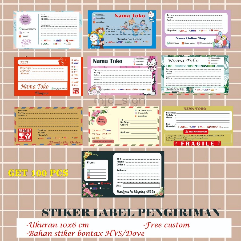 Jual STIKER LABEL PENGIRIMAN OLSHOP CUSTOM | Shopee Indonesia