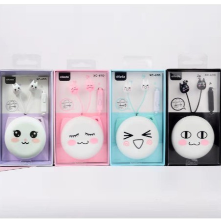Jual [XC-670] Headset Earphone Wajah Kucing Ekspresi + Wadah Earphone ...