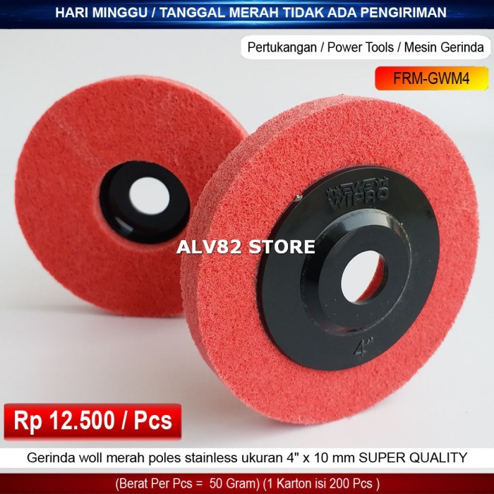 Jual Produk Terbaru Gerinda Woll Merah Poles Stainless Ukuran 4" X10Mm ...