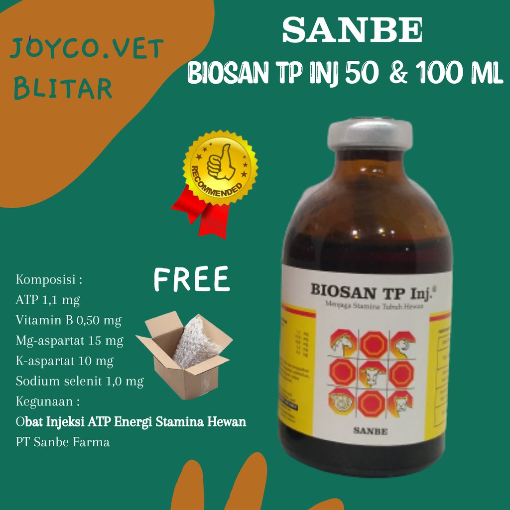 Jual Biosan TP Sanbe Farma - 100 ml Injeksi ATP Energi Stamina Hewan ...