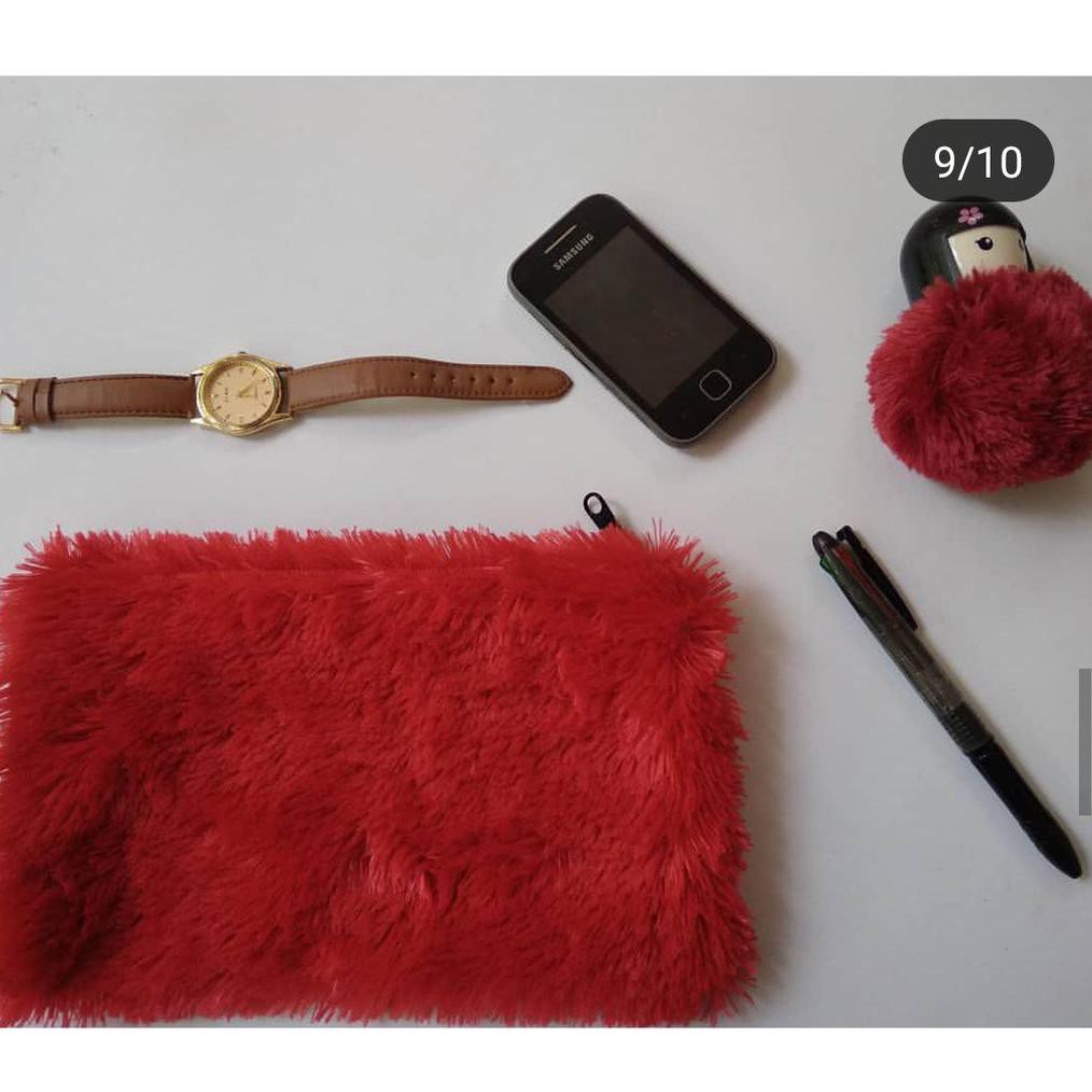 Jual (1KG =13PCS ) DOMPET MAKE UP & HANDPHONE BULU POLOS RASFUR VELBOA ...