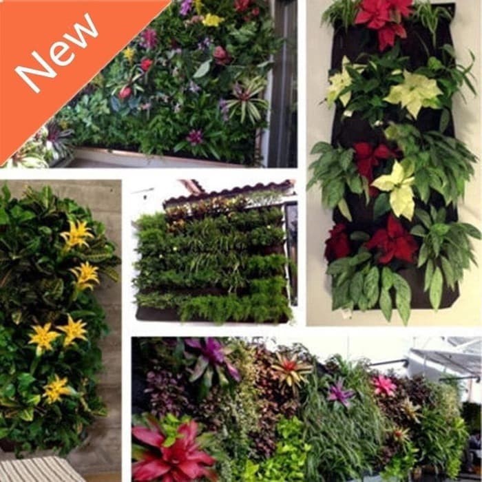 Jual 9 POCKET TAS DINDING HIJAU/ POT TANAMAN DINDING/KARPET VERTICAL ...