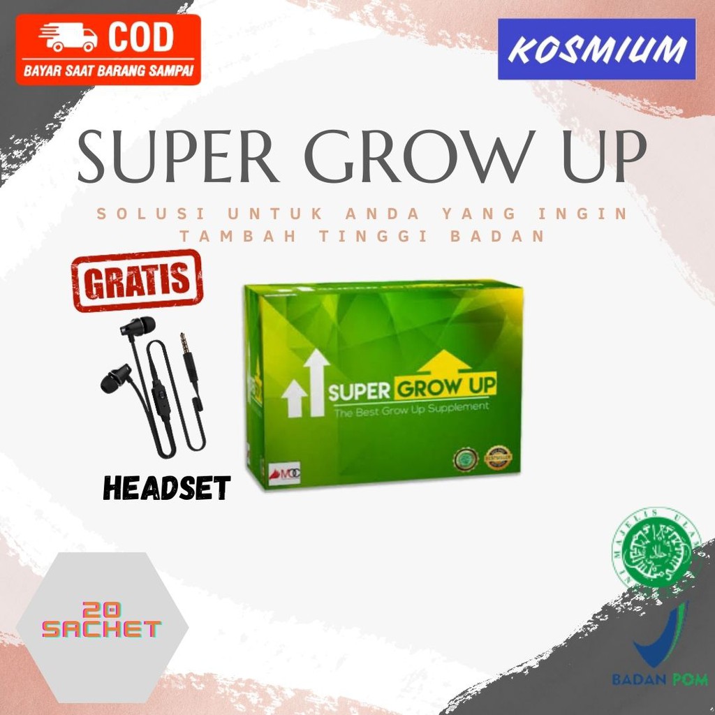 Jual SUPER GROW UP SUSU CALSIUM PENINGGI BADAN 100% ORIGINAL (20 Sachet ...