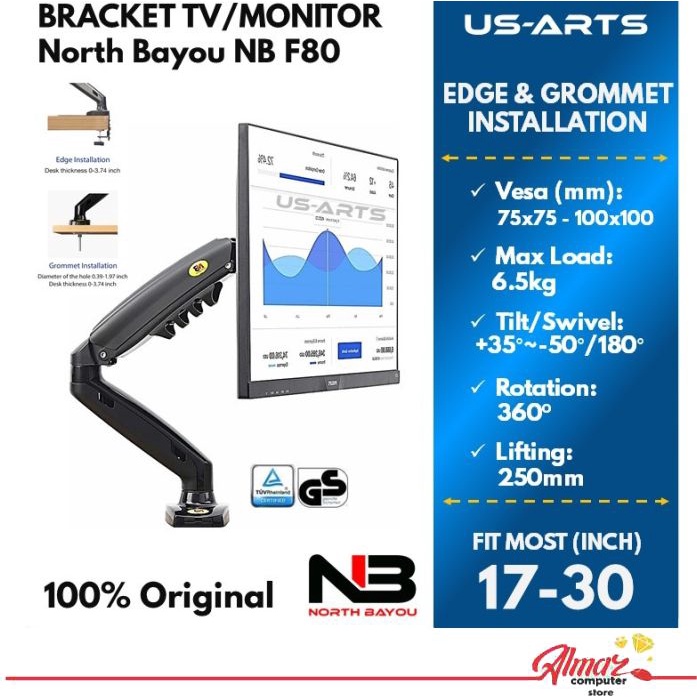 Jual Bracket TV Monitor North Bayou NB F80 NBF80 LED LCD 17-30 Inch | Shopee Indonesia