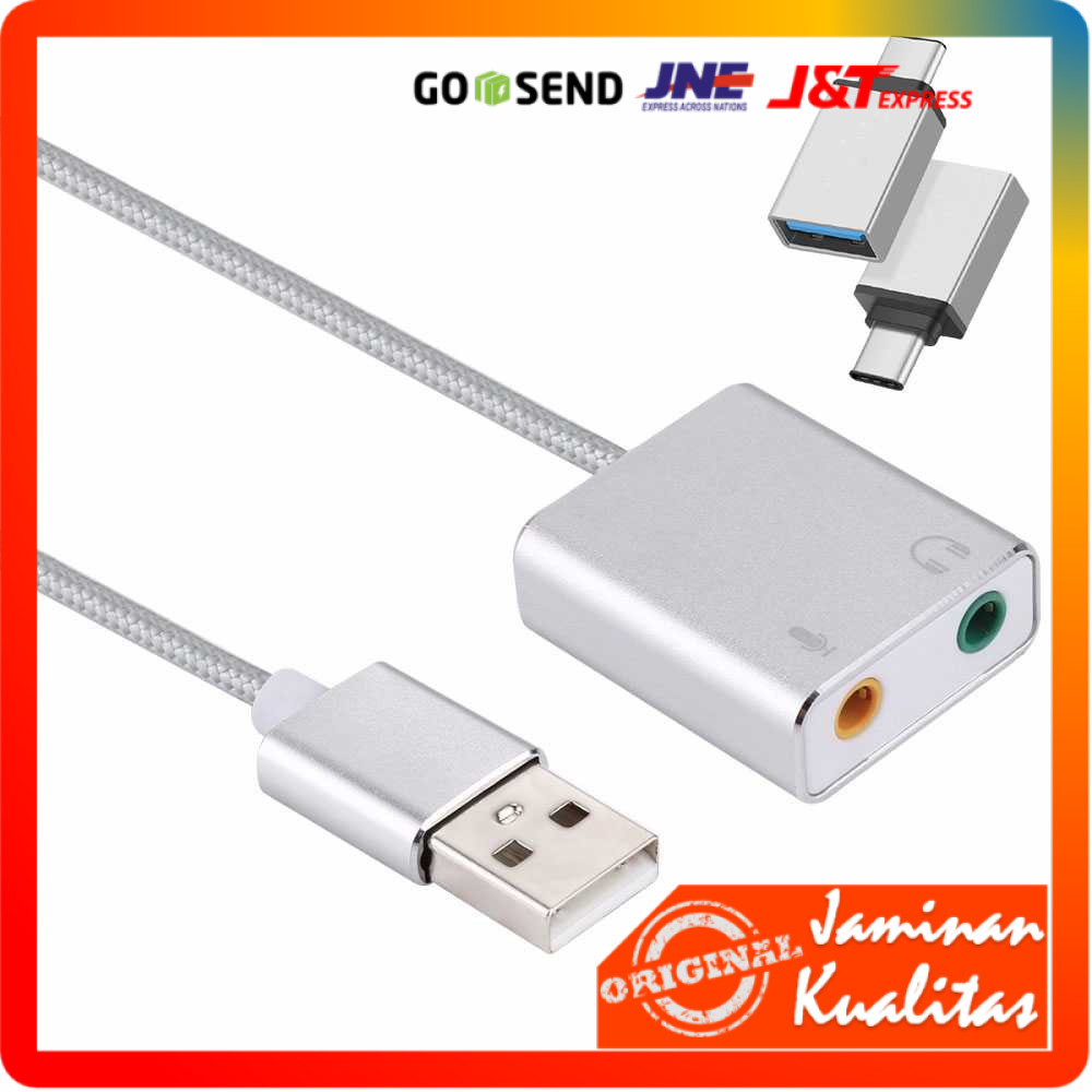 Jual Awet Original External USB Cable Sound Card 7.1 + USB Type C to ...