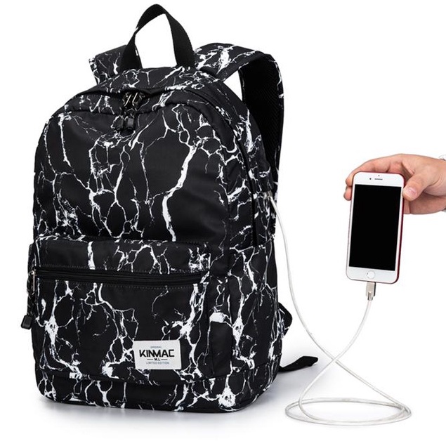Jual KINMAC BLACK MARBLE Tas Laptop Backpack Tas Ransel Tas Sekolah ...