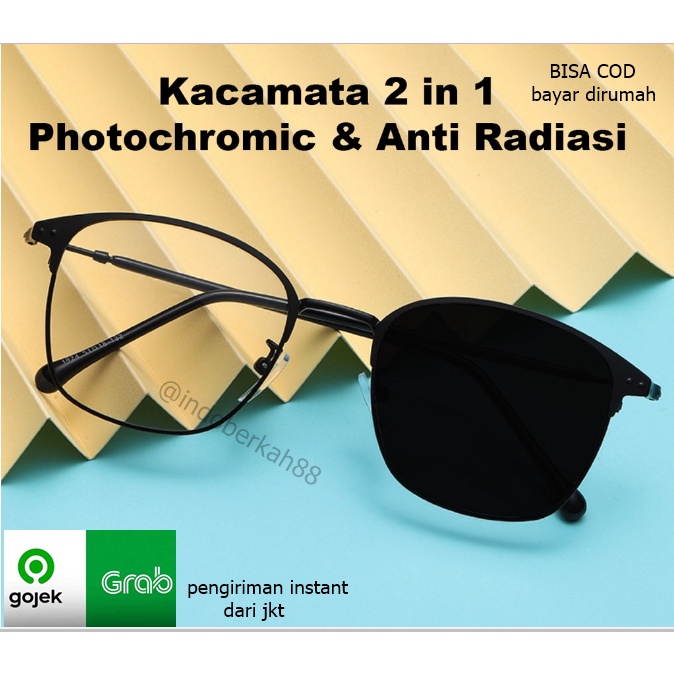 Jual Kacamata Photocromic Korea / Anti Radiasi 2 In 1 Photochromic Pria ...