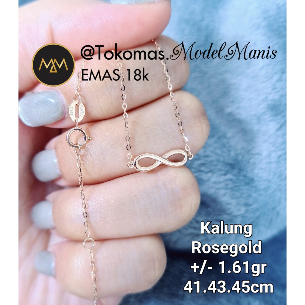 Jual Kalung Set Liontin Infinity emas italy rosegold 750 kadar 18k ...