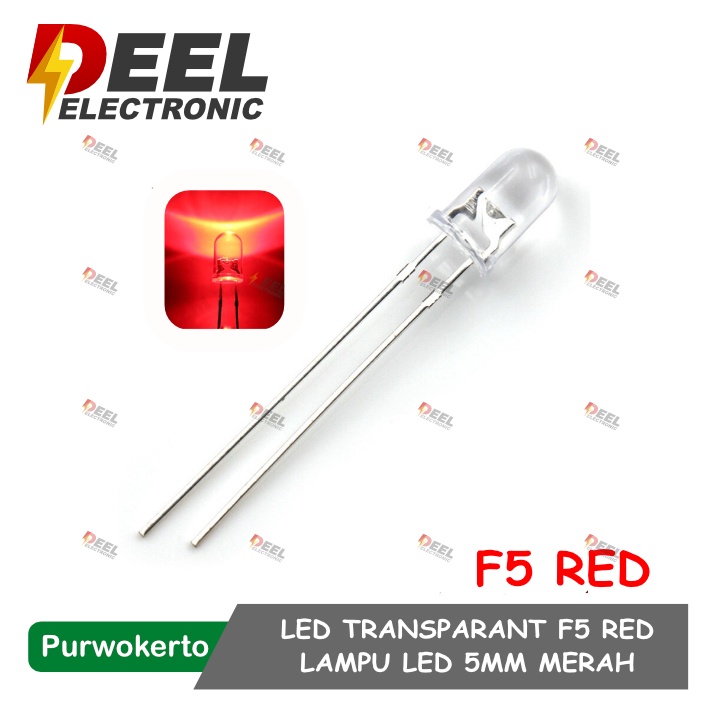 Jual LED 5MM TRANSPARANT RED MERAH LAMPU LED F5 BENING MERAH LED DIODE ...
