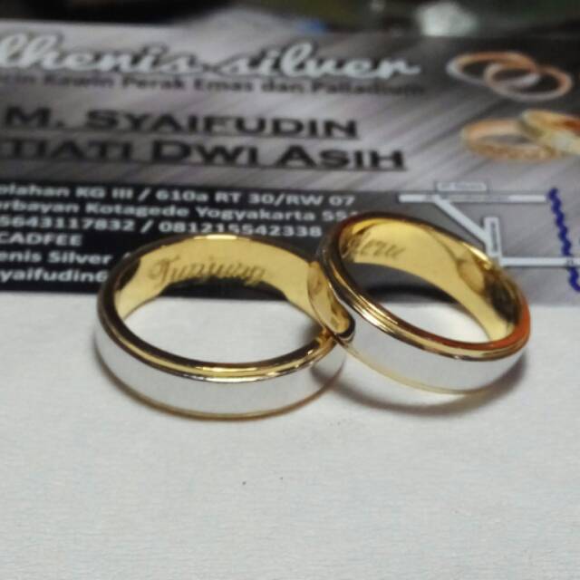 Jual Cincin kawin nikah tunangan pasangan couple emas 18k & perak 950 ...