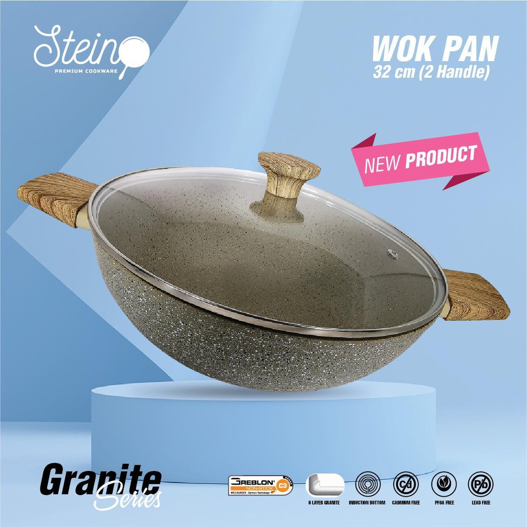 Jual STEIN COOKWARE DOUBLE HANDLE WOK WITH LID 32CM | Shopee Indonesia