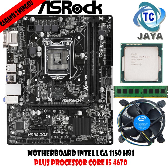 Jual Paket Mobo LGA 1150 H81 ASROCK Plus PROCESSOR INTEL CORE I5 4670 + RAM | Shopee Indonesia