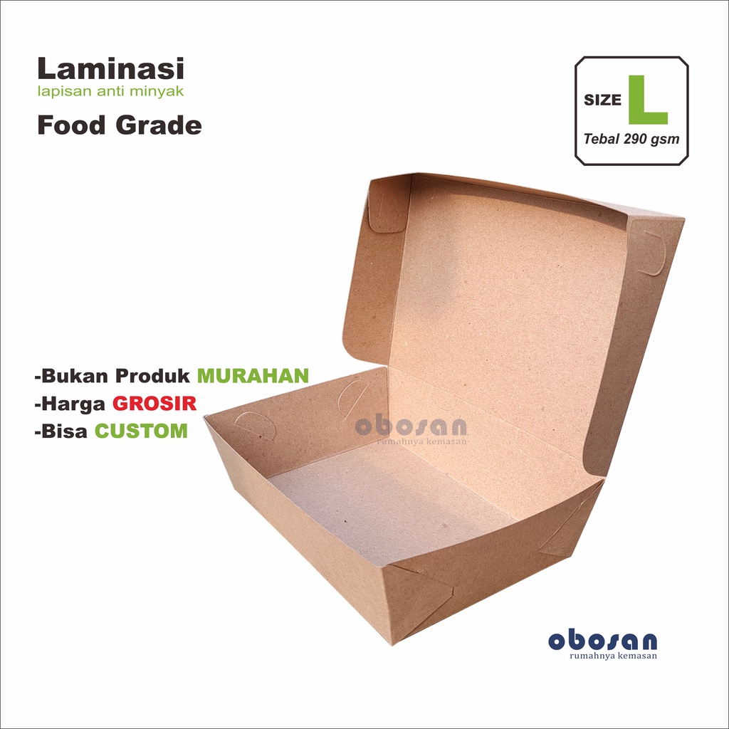 Jual Paper Lunch Box Size L 290gsm Laminasi Dus Nasi Ayam Goreng Bakar ...