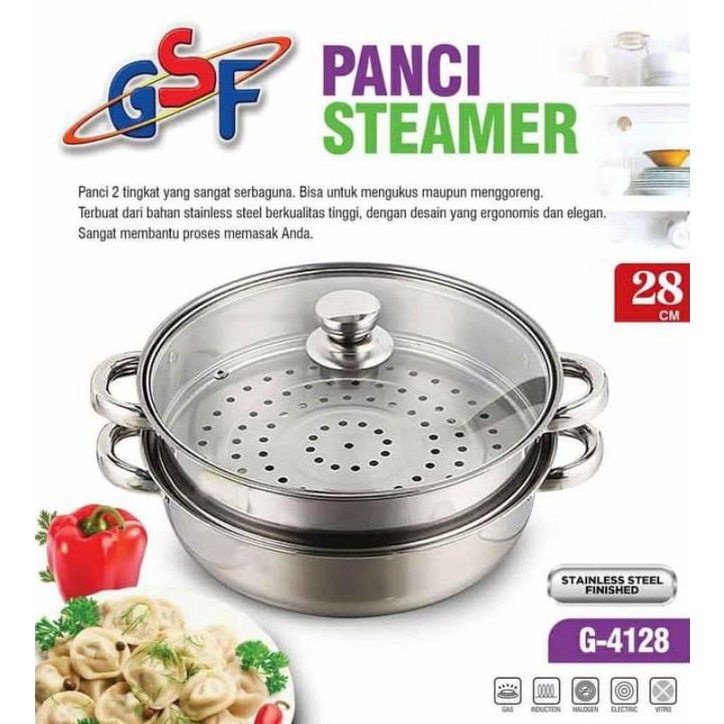 Jual PANCI STEAMER 28CM PANCI KUKUS KUKUSAN TUTUP KACA STAINLESS STEEL ...