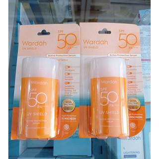 Jual WARDAH Sunscreen Serum UV Shield Active Protection SPF 50 PA++++ Oranye // UV Shield Light ...