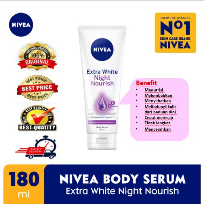 Jual Nivea Body Serum Extra White Night Nourish 180ml Shopee Indonesia