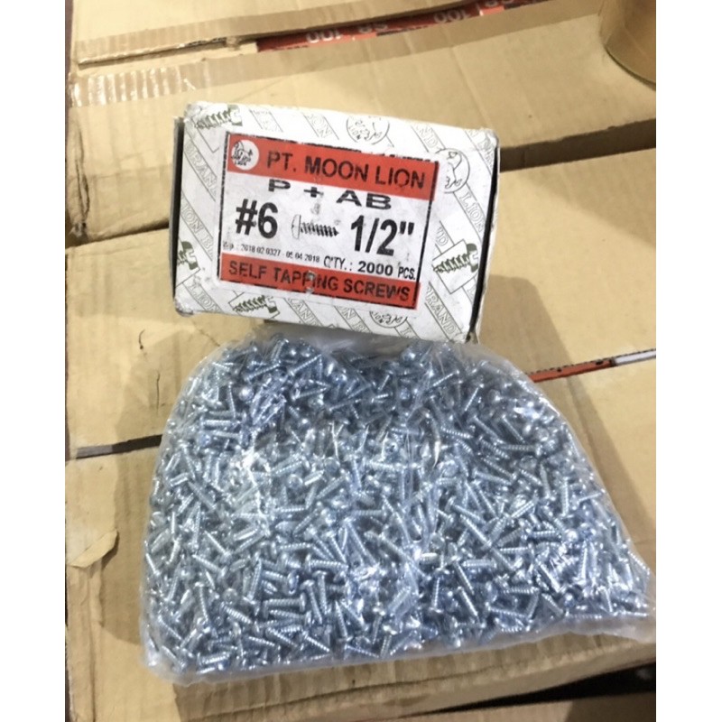 Jual ( Skrup Muncul 6x1/2 ) 1 Dos Tapping Screw Sekrup MOON LION ...