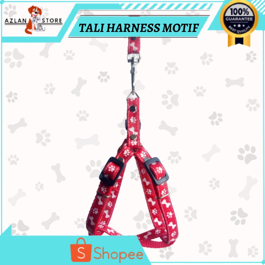Jual tali harness motif tulang & kaki / tali body harness kucing model ...