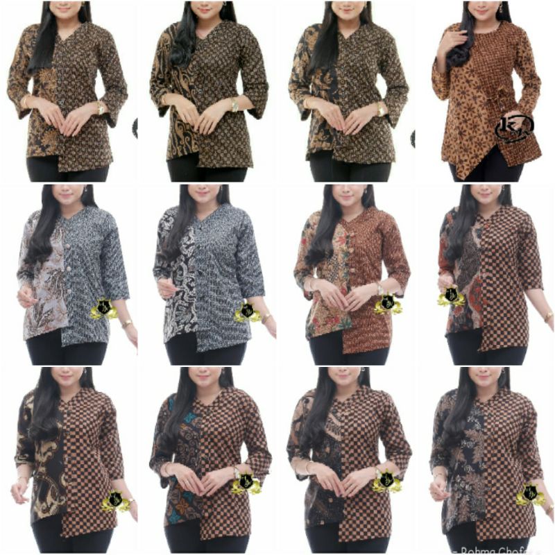 Jual tey-17 Batik wanita ASJ SA HRB026 Kenongo Kemeja Tosca Pendek Baju Batik Atasan Modern ...