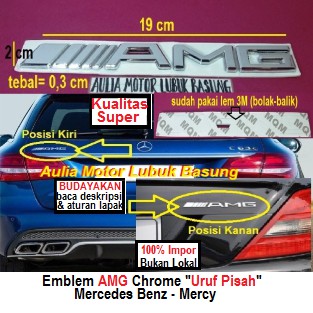 Jual emblem logo tulisan lambang simbol original impor amg chrome uruf ...
