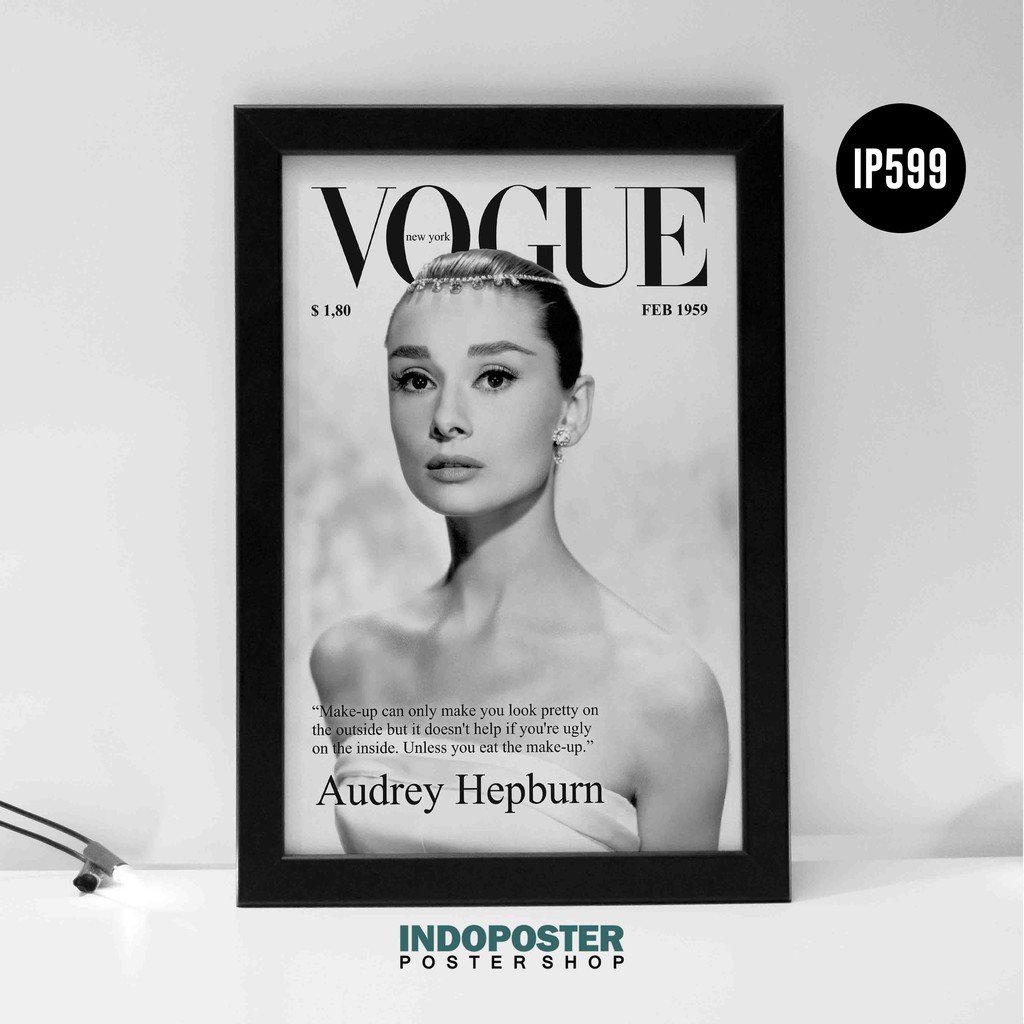 Jual Poster Hiasan Dinding Vintage Vogue Audrey Hepburn Feb 1959 ...