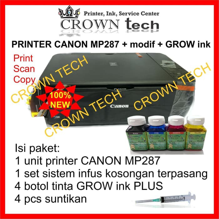 Jual Canon MP287 Modif + tinta botolan GROW INK PLUS formula anti buntu | Shopee Indonesia