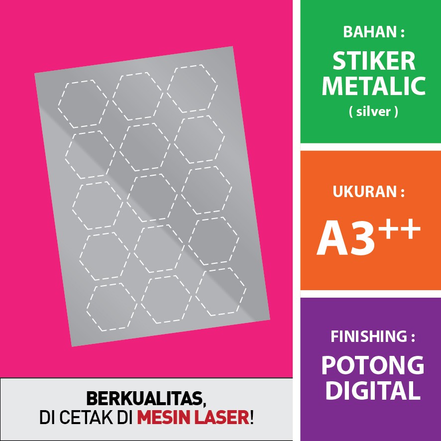 Jual Cetak Stiker Metalic - Silver | A3++ | + Potong Digital (berbentuk ...