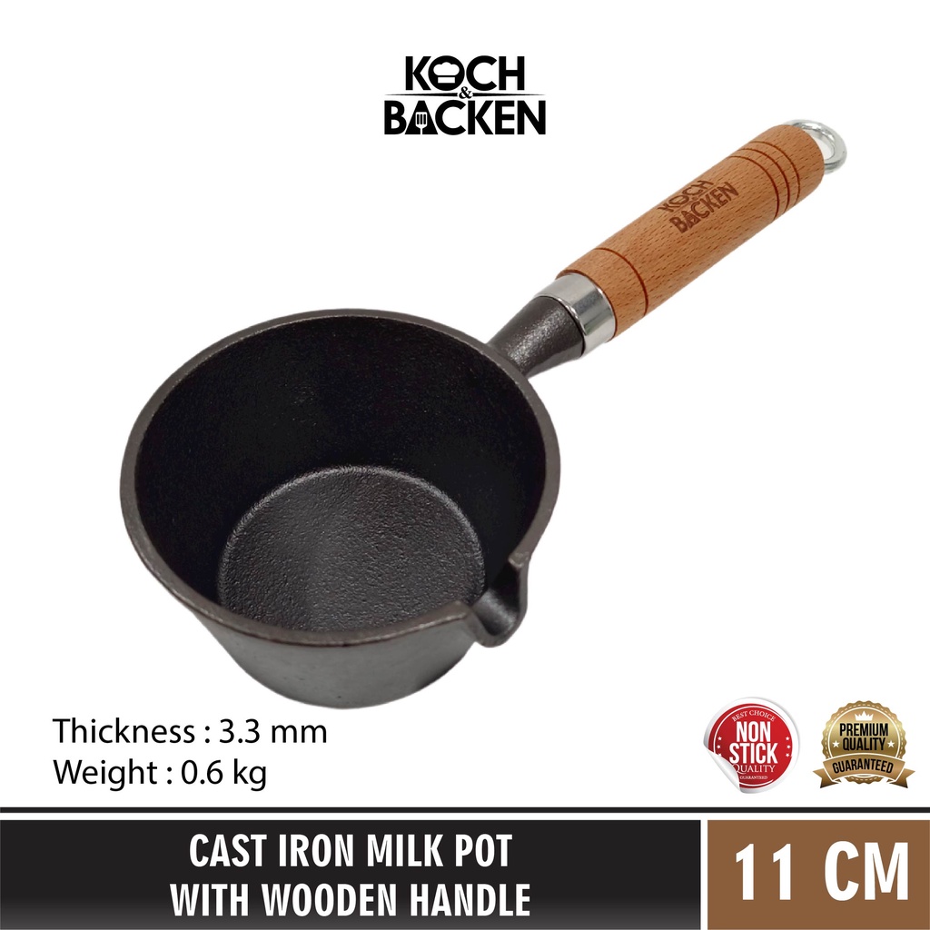 Jual KOCH&BACKEN Cast Iron Milk Pot Panci Anti Lengket Gagang Kayu 11 ...