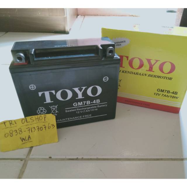 Jual aki accu kering toyo untuk honda tiger yamaha nouvo nuvo scorpio GM7B-4B | Shopee Indonesia