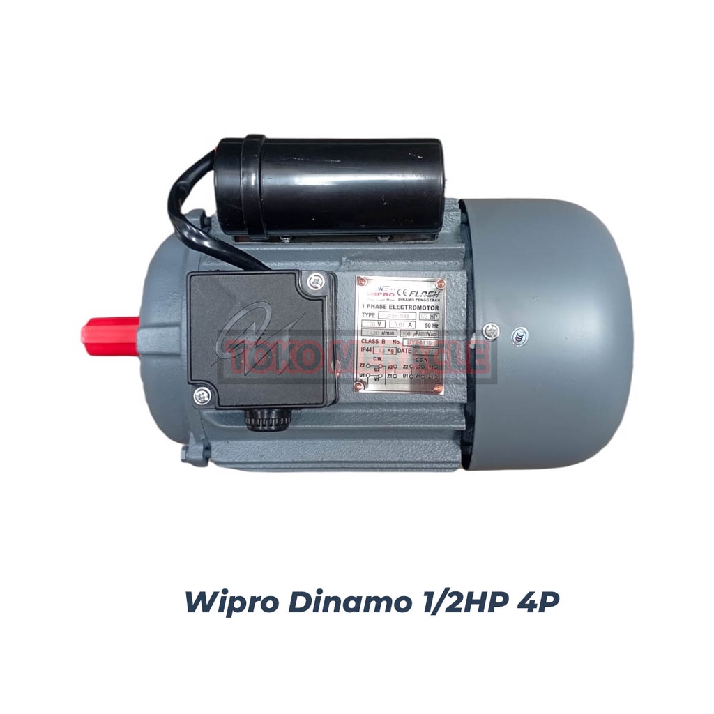 Jual [1/2HP] Wipro Dinamo 1Phase 1/2HP 4P (Electromotor/ Penggerak 4Pole) Putaran Lambat ...